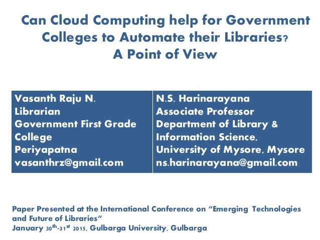 Can Cloud Computing help for Government Colleges to Automate their Li…