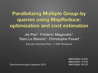 for "Parallelizing Multiple Group-by Queries using MapReduce" | PDF | Databases | Computer ...
