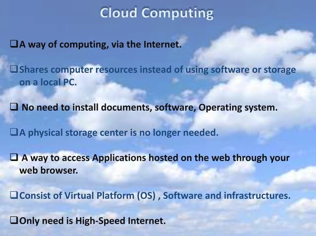 Cloud computing in simple | PPTX | Cloud Computing | Internet