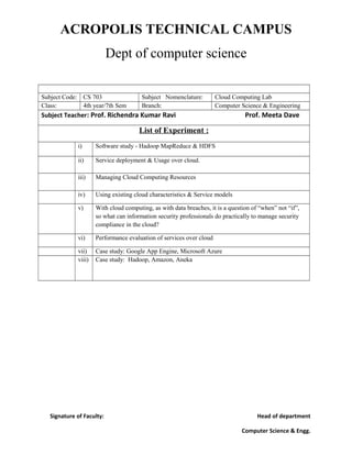 Cloud computing lab experiments | DOC