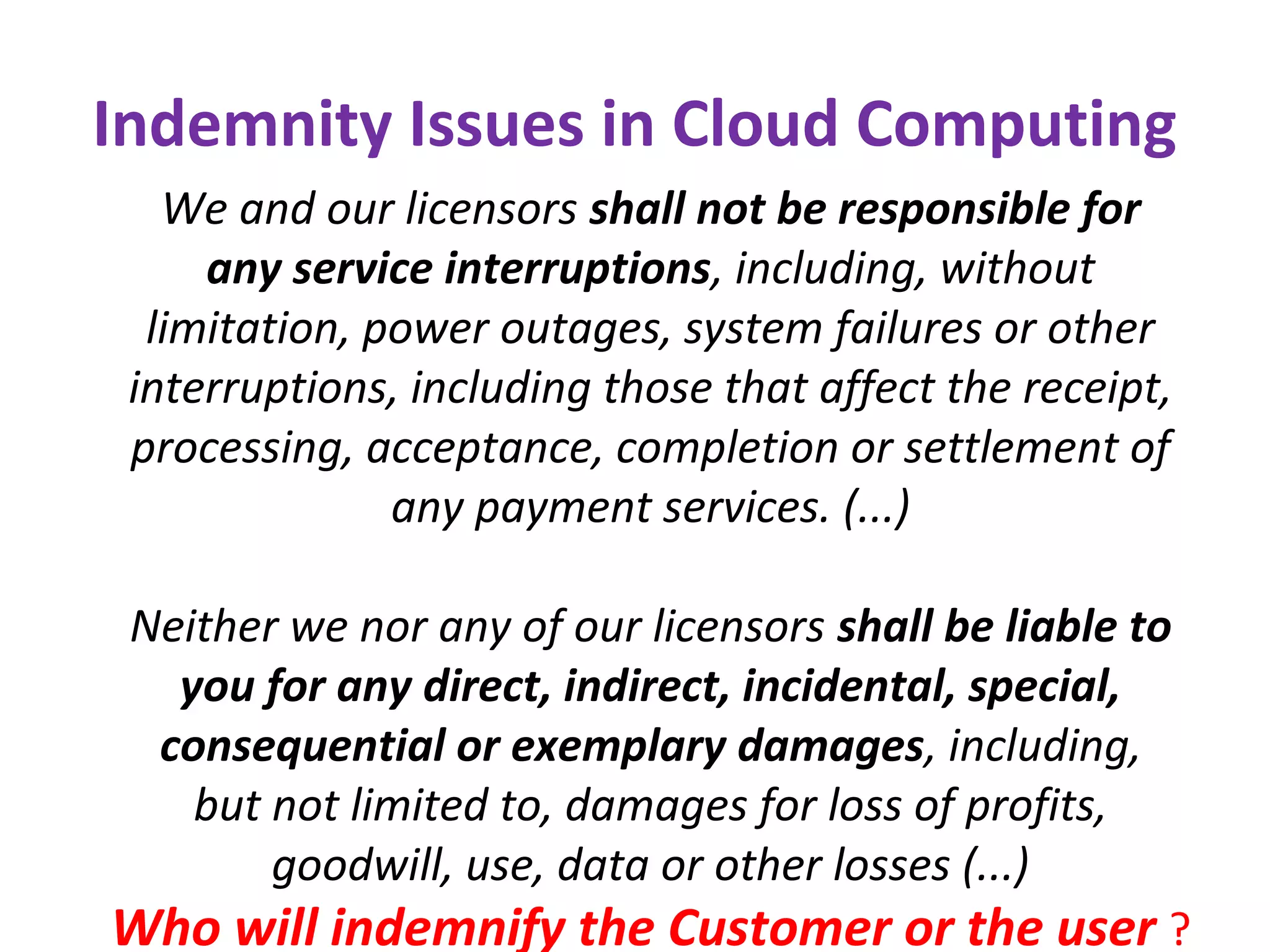 Cloud computing legal issues | PPT