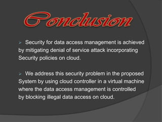 Cloud computing security policy framework for mitigating denial of ...
