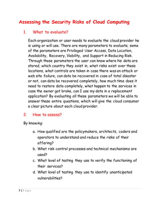 Cloud computing risk assesment report | DOCX