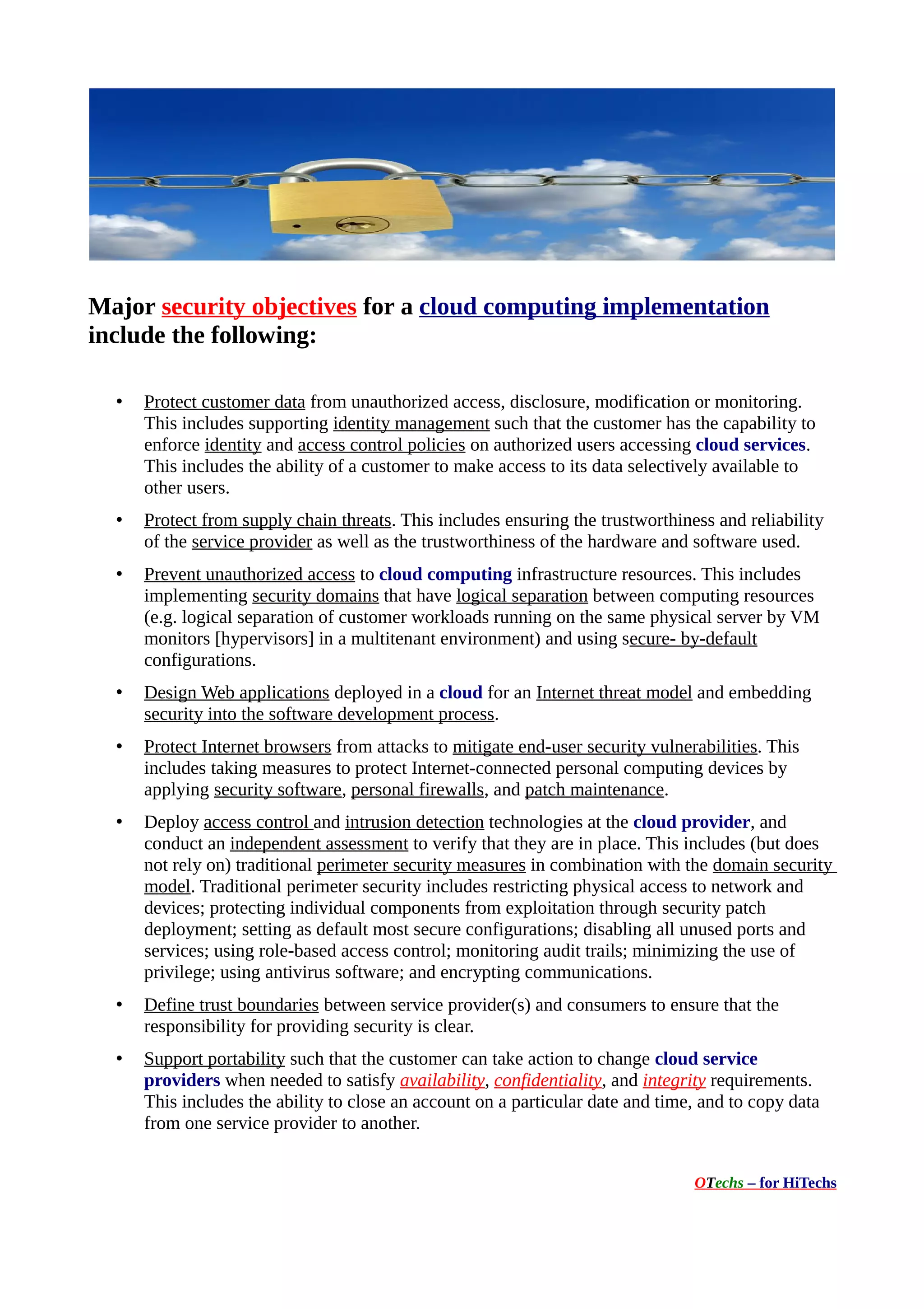 OTechs Cloud computing security | PDF
