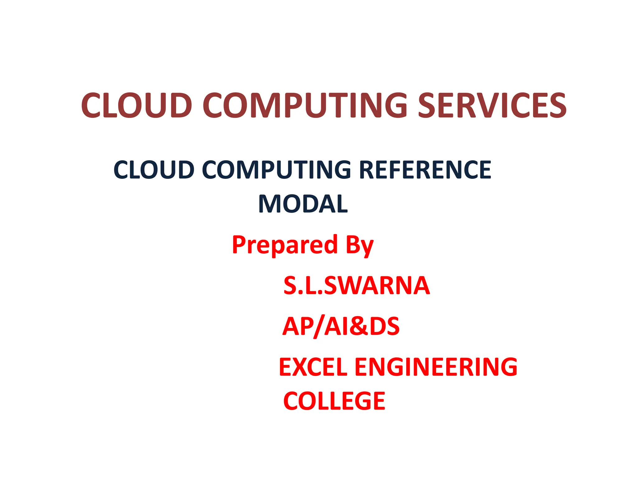 CLOUD COMPUTING SERVICES - Cloud Reference Modal | PPTX