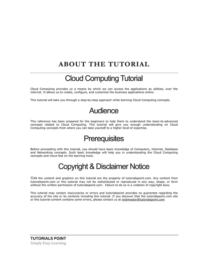 Cloud Computing Tutorial Pdf