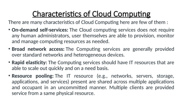 Cloud Computing and its features unit - 1 | PPT