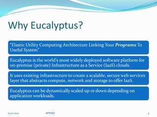 Cloud computing using Eucalyptus | PPTX