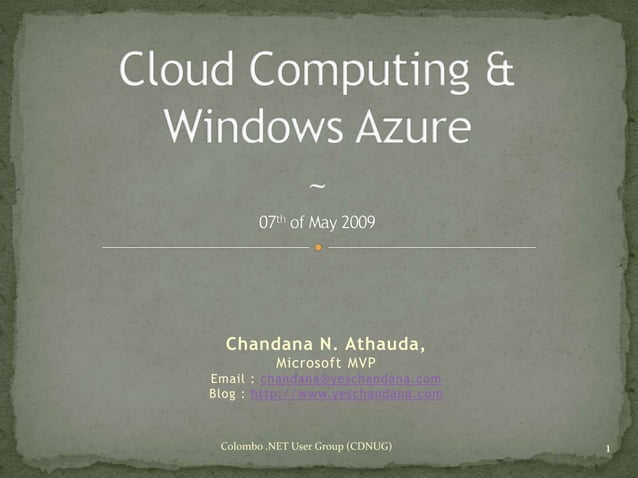 Cloud Computing And Windows Azure Ppt