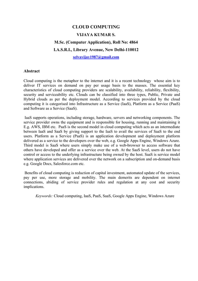 Cloud computing writeup | PDF