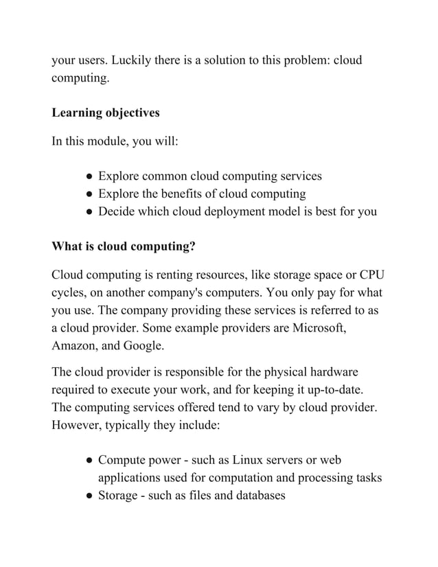 Cloud concepts principles of cloud computing | PDF