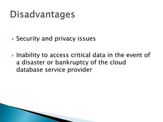 Inroduction to Cloud databases | PPTX