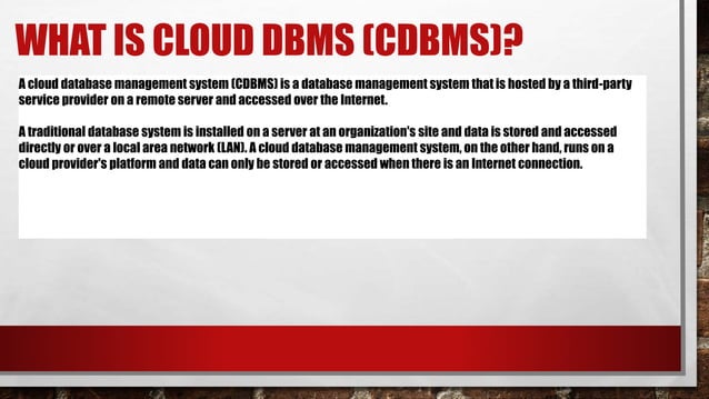 What is Cloud DBMS? | PPTX | Cloud Computing | Internet