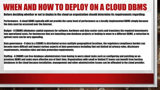 What is Cloud DBMS? | PPTX | Cloud Computing | Internet