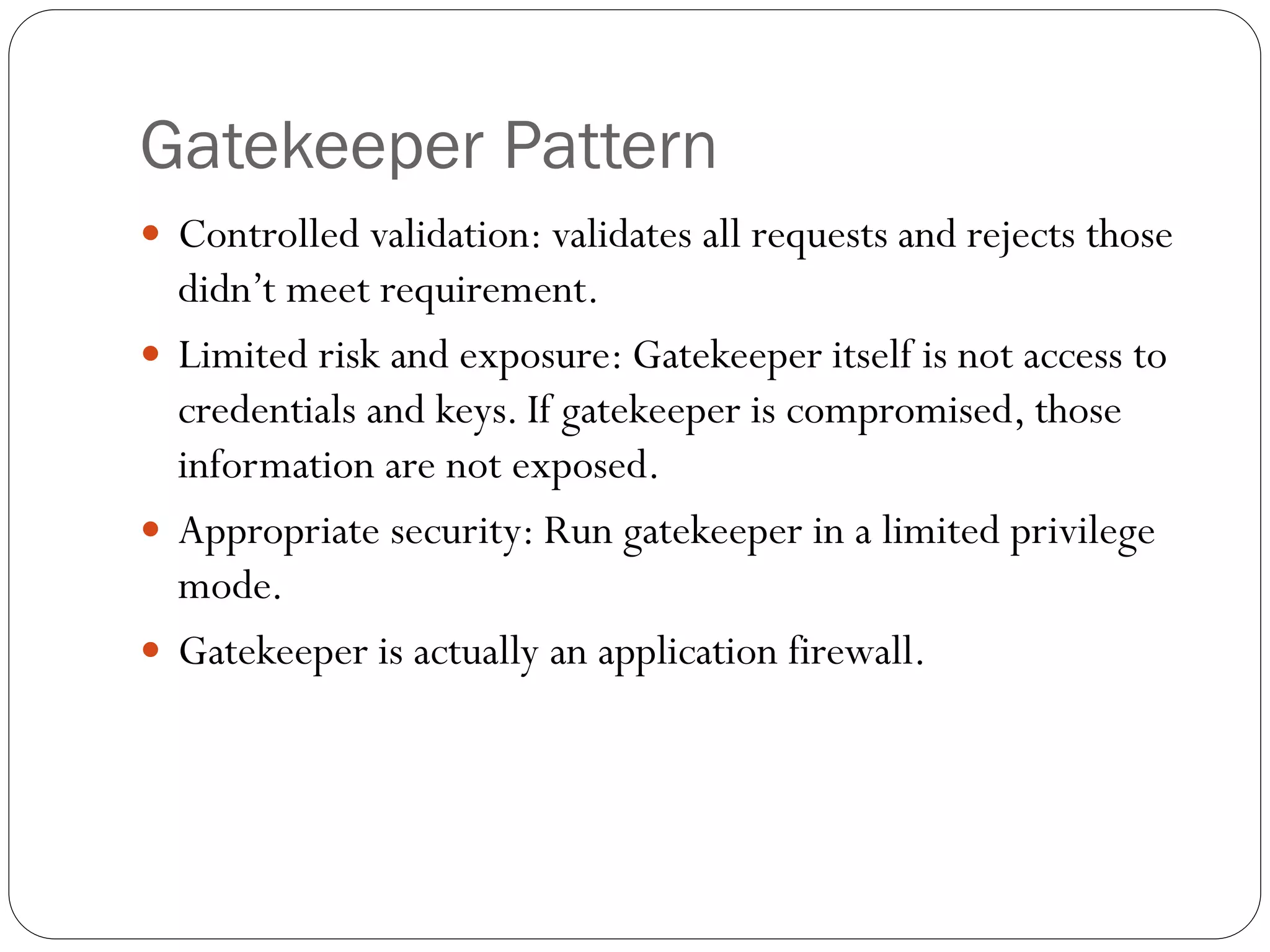 Cloud design patterns - Federated Identity & Gatekeeper | PPTX