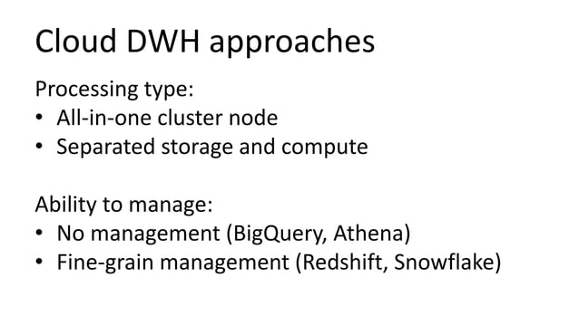 Cloud DWH deep dive | PPT