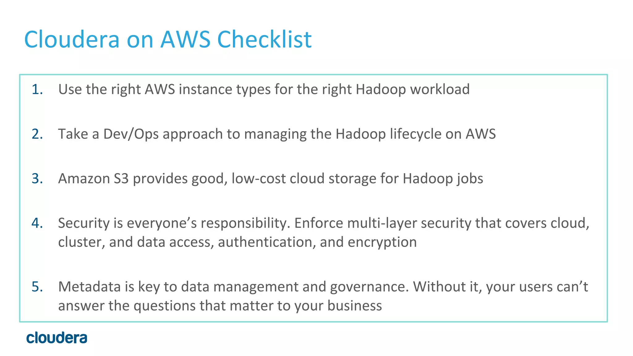 Five Tips for Running Cloudera on AWS | PPTX