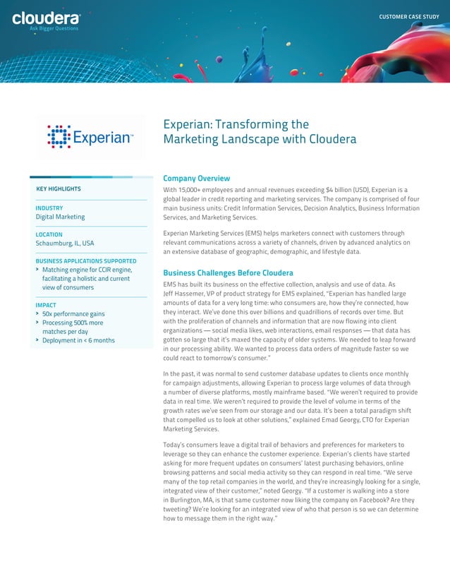 Cloudera case study_experian | PDF