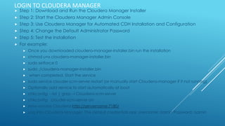 Cloudera cluster setup and configuration | PDF