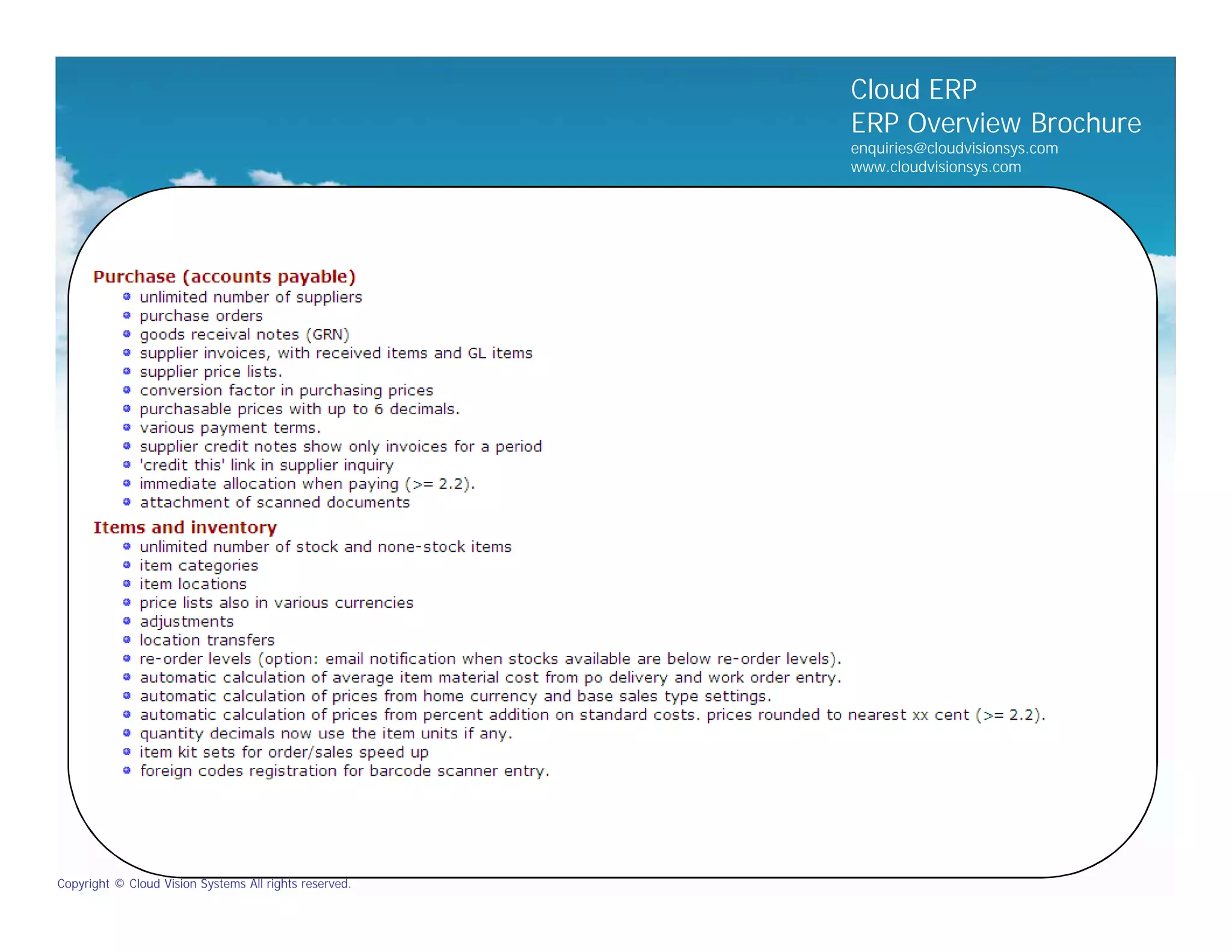CloudERP- an erp system for industries | PDF