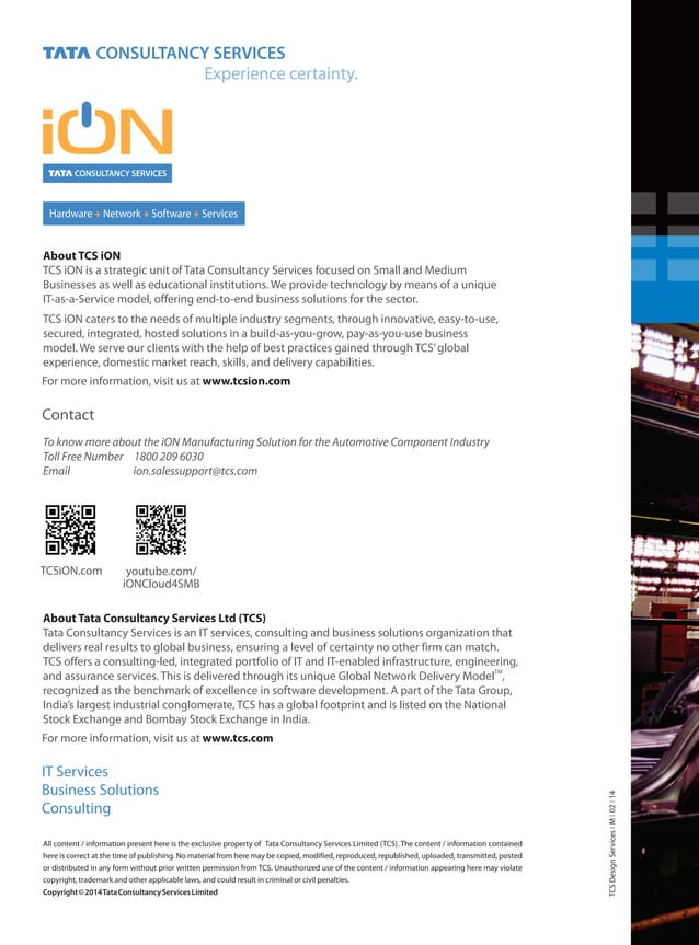 TCS ION Cloud ERP Automotive Component Industry | PPT