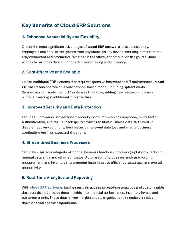 Business Operations with Cloud ERP Solution | PDF