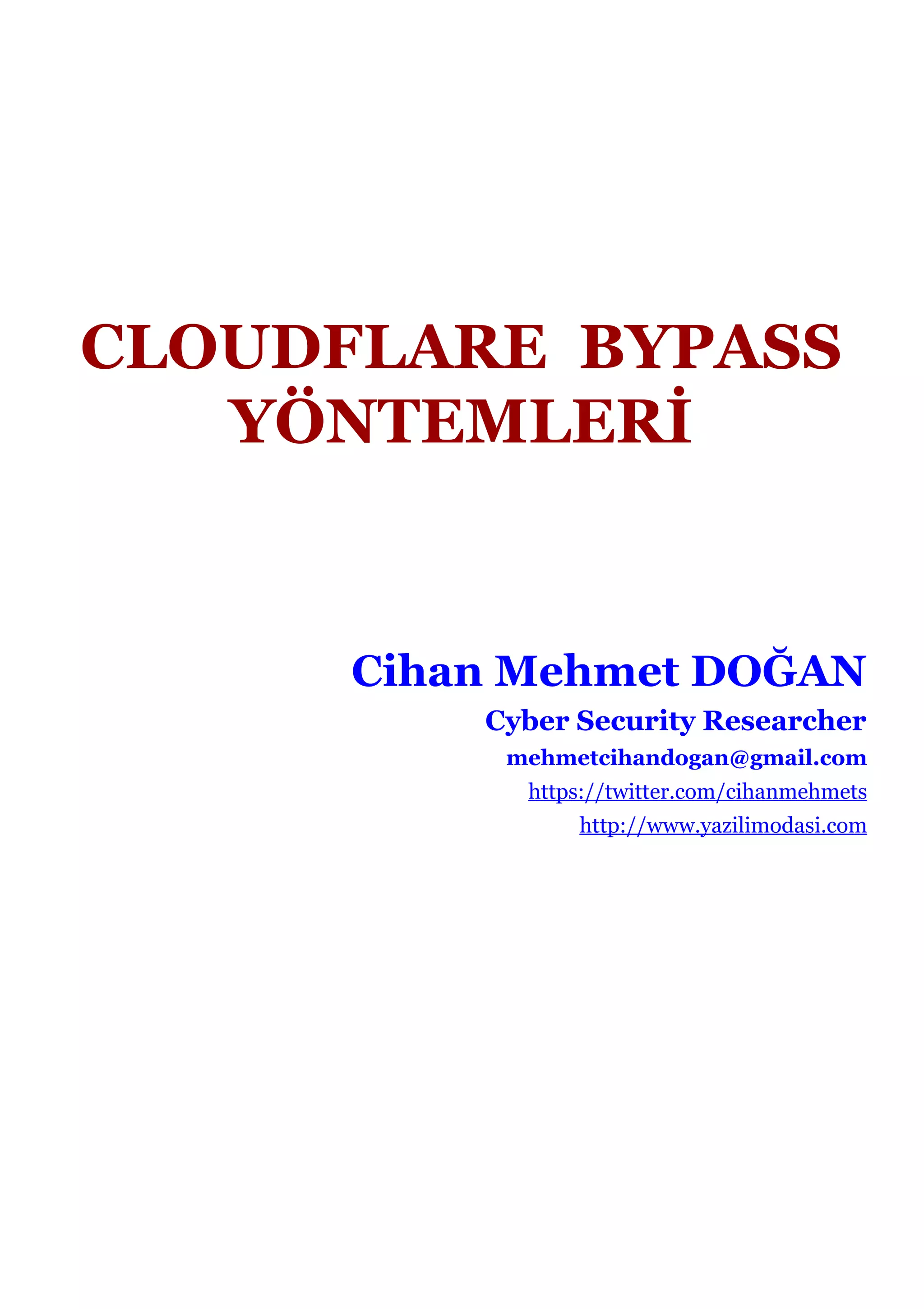 Cloudflare Bypass Yöntemleri | PDF