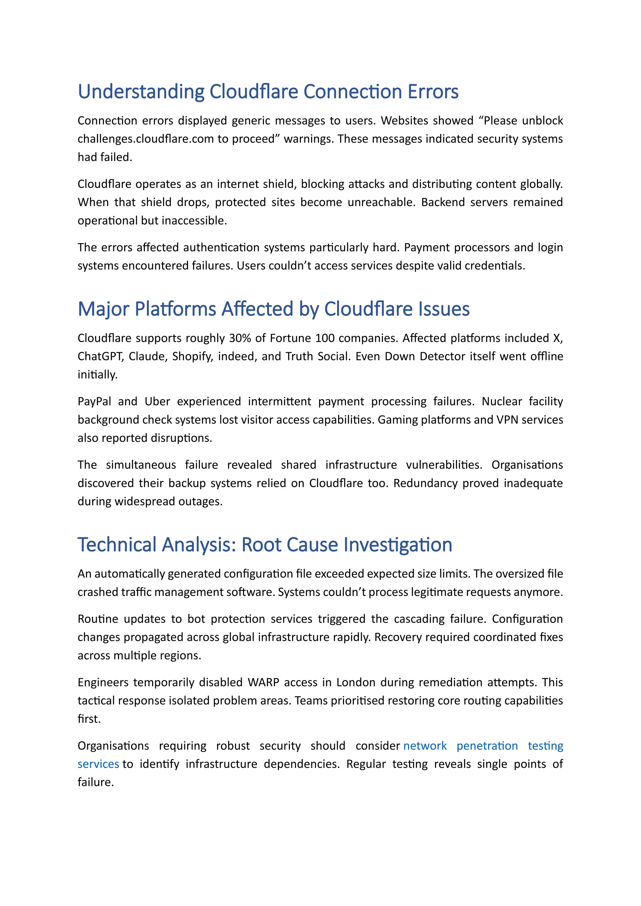 Cloudflare Down: When Internet Infrastructure Fails | PDF