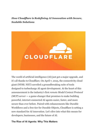 Cloudflare’s Game-Changing Move The First Remote MCP Server for AI Agent Development.pdf