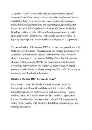 Cloudflare’s Game-Changing Move The First Remote MCP Server for AI Agent Development.pdf