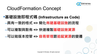Cloud formation 基礎設施即程式碼和aws資源佈建-workshop | PPT