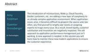 Technology Primer: Monitor Microservices, Containers, Cloud Foundry and Node with CA Application ...