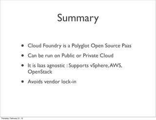 Cloud Foundry Architecture and Overview | PPT