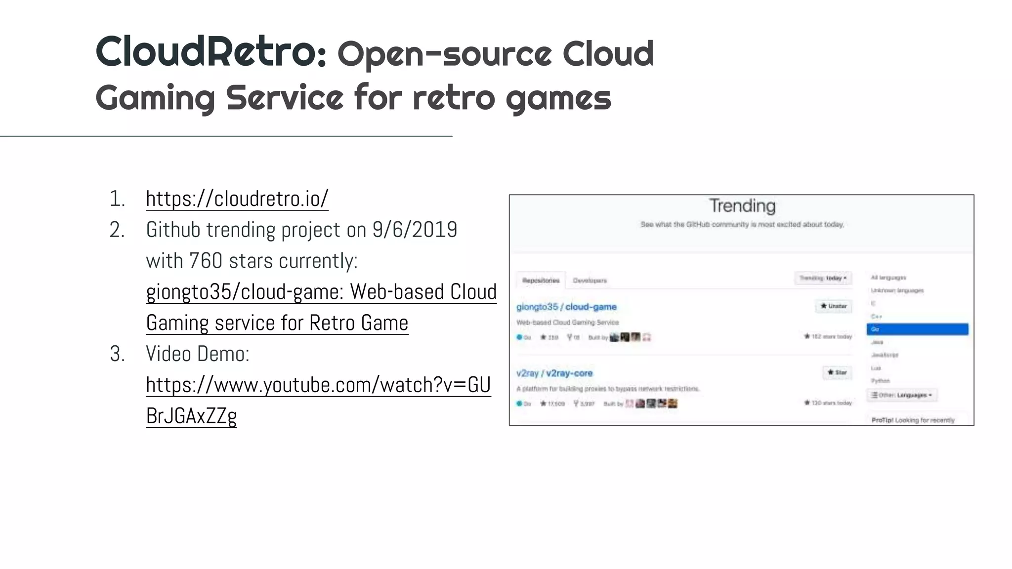 Cloud gaming infrastructure in cloudretro.io