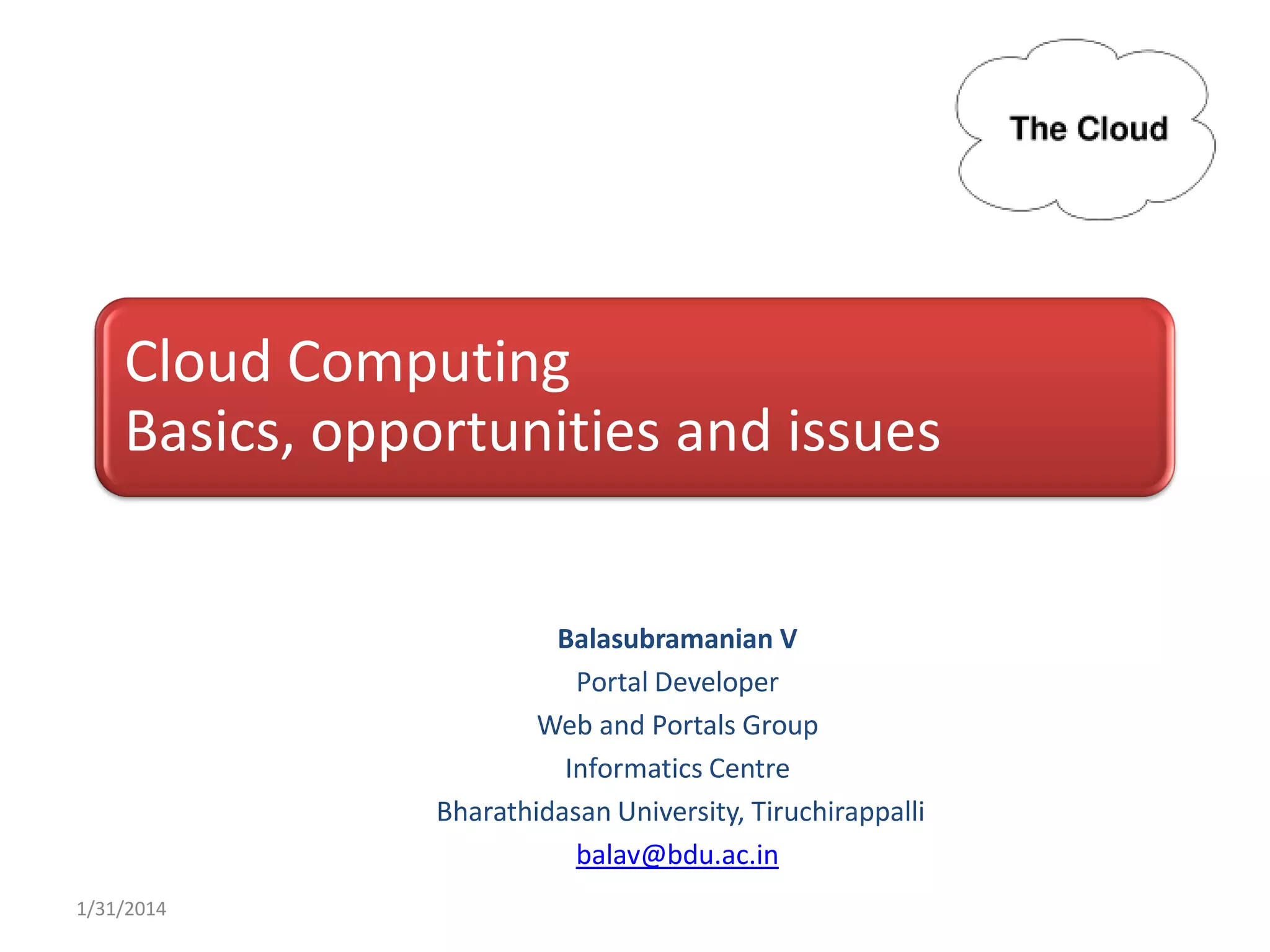 Cloud Computing - Govt. Women's College - Kumbakonam | PPT