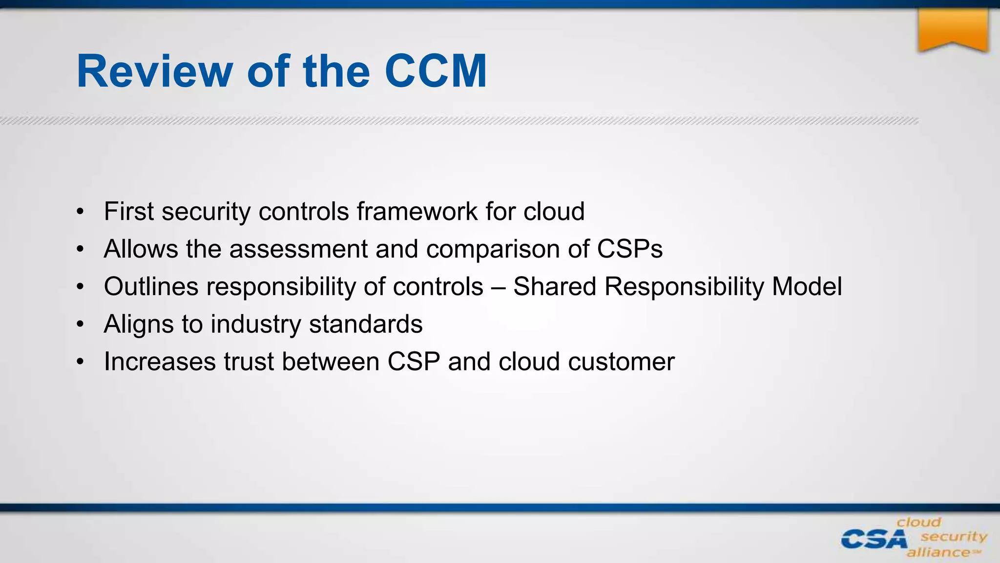 Introduction to the CSA Cloud Controls Matrix | PPTX