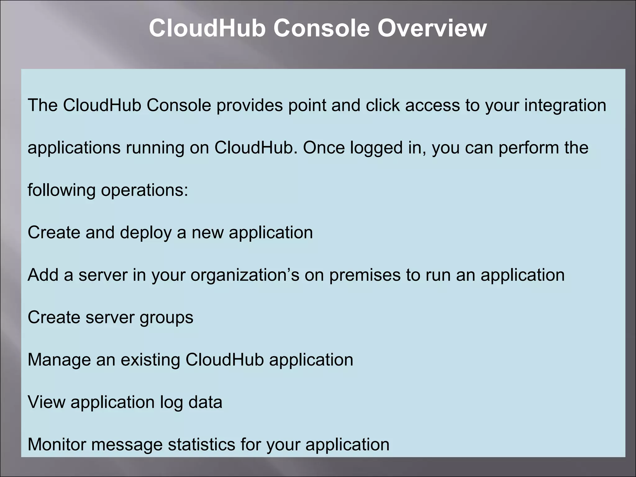Cloud hub console overview | PPT