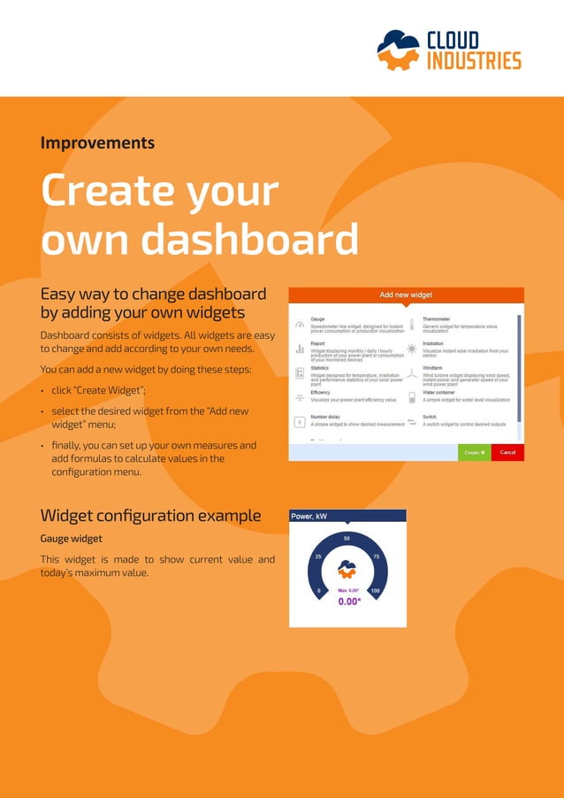 Create your own dashboard with CloudIndustries.eu