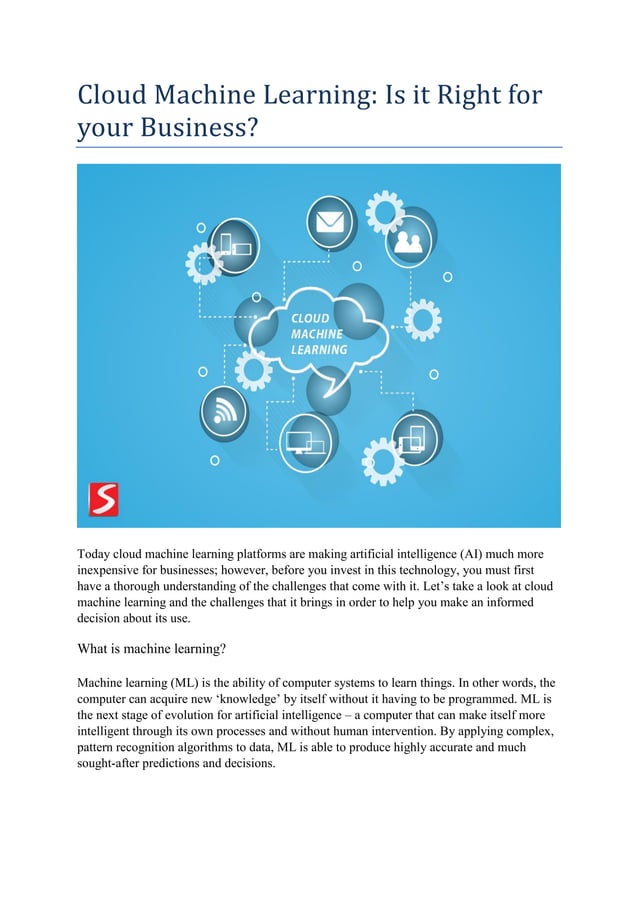 How Does Cloud-based Machine Learning impact your Business? | PDF