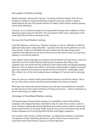 How Does Cloud-based Machine Learning impact your Business? | PDF ...