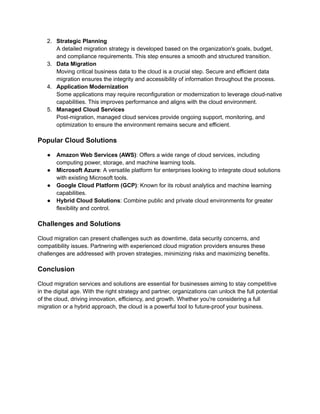 Cloud Migration Services and Solutions for Modern Businesses | PDF
