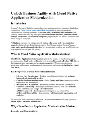 Unlock Business Agility with Cloud Native Application Modernization | PDF