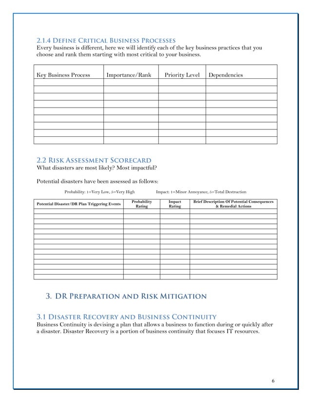 Cloudnition dr plan template fillable form | PDF