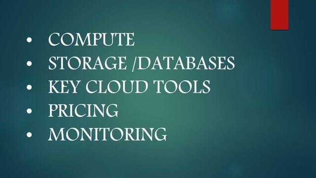 Various Cloud offerings AWS/AZURE/GCP | PPT