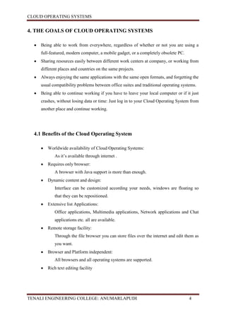 Cloud operating systems | DOCX | Cloud Computing | Internet