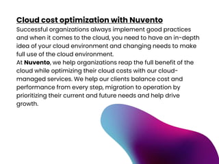 Cloud Optimization and its features by Nuvento Systems. | PPTX