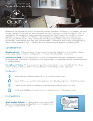 CloudPilot Application Migration Tools Datasheet - CloudOrigin® | PDF