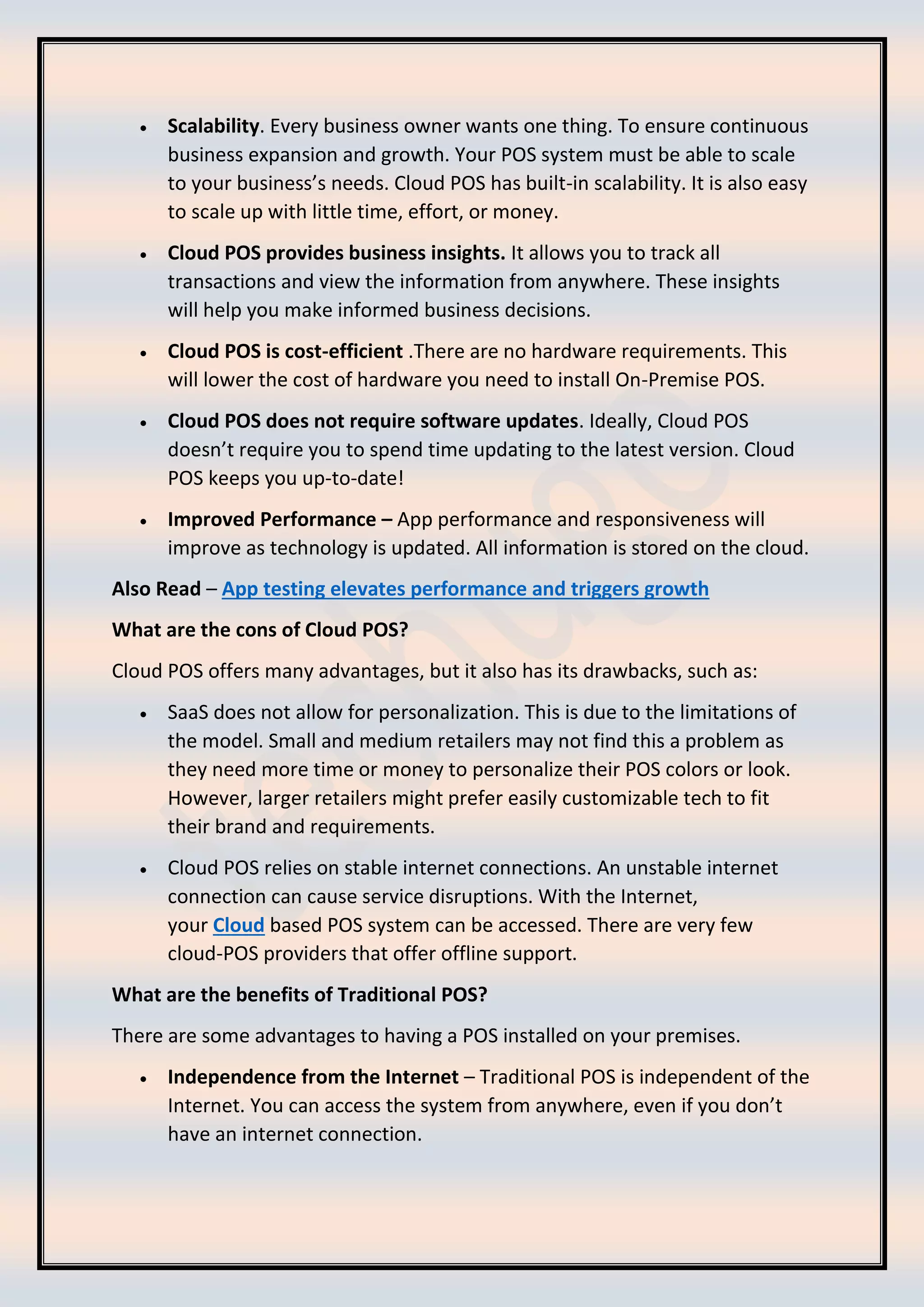 Cloud Pos VS Traditional Pos- Which is the Best Choice. | PDF