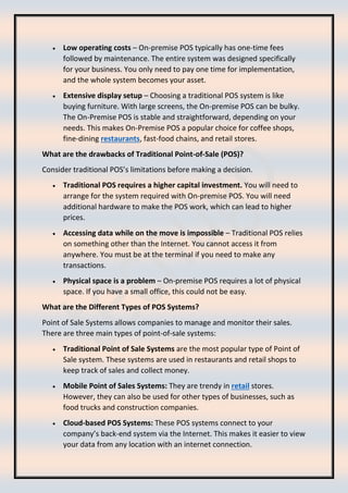 Cloud Pos VS Traditional Pos- Which is the Best Choice. | PDF