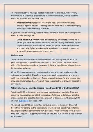 Cloud Pos VS Traditional Pos- Which is the Best Choice. | PDF